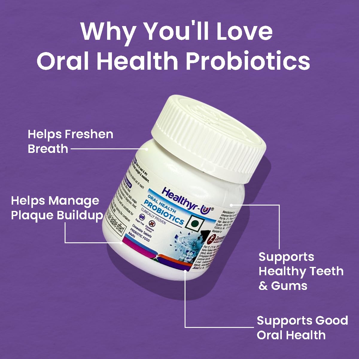 Oral Health Probiotic Chewable Tablets | Freshen breath | Oral care